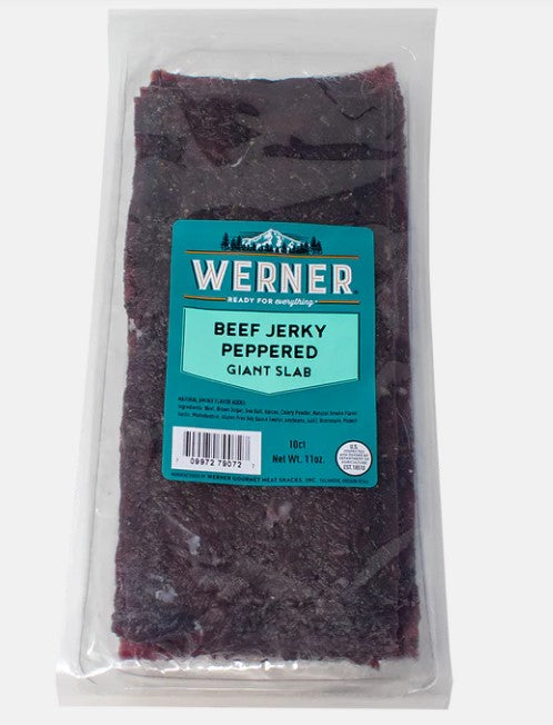 Werner Peppered Giant Slab Jerky 10 Count - Thick Cut Beef | Oregon ...